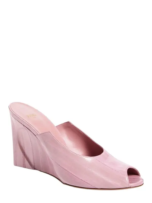 Fendi Genuine Eel Wedge Mules - Indian Pink