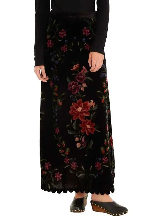 Farm Rio Belle Garden Midi Skirt - Belle Garden Black