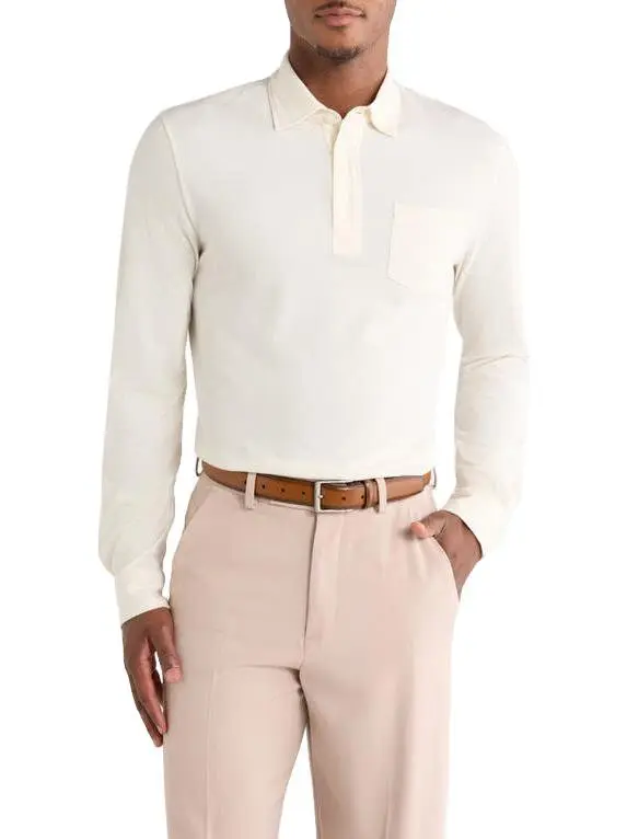 Ralph Lauren Purple Label Long Sleeve Cotton & Cashmere Polo - Classic Cream