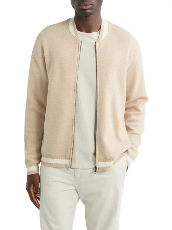REDVANLY Crestwell Wool Bomber Jacket - Pale Khaki