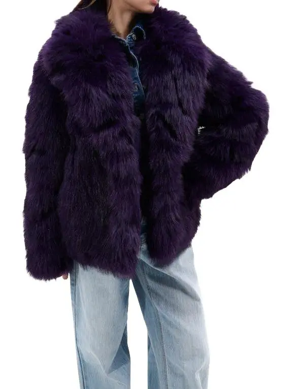 AZALEA WANG Nagano Faux Fur Coat - Purple