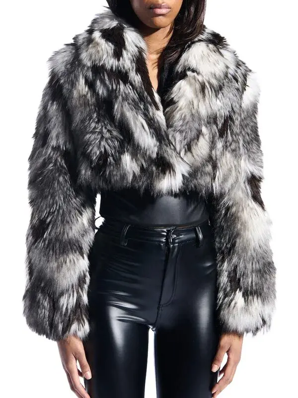 AZALEA WANG Arias Faux Fur Coat - Grey Multi
