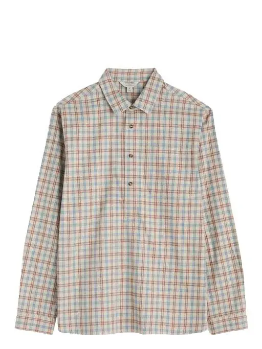 SEASALT CORNWALL Take Root Check Organic Cotton Button-up Popover Shirt - Austel Driftwood