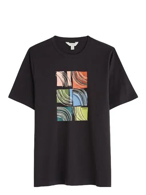 SEASALT CORNWALL Midwatch Organic Cotton Graphic T-shirt - Collage Wave Onyx