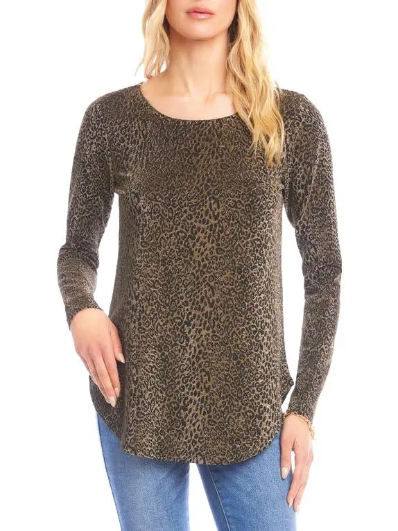 Karen Kane Metallic Print Top - Leopard