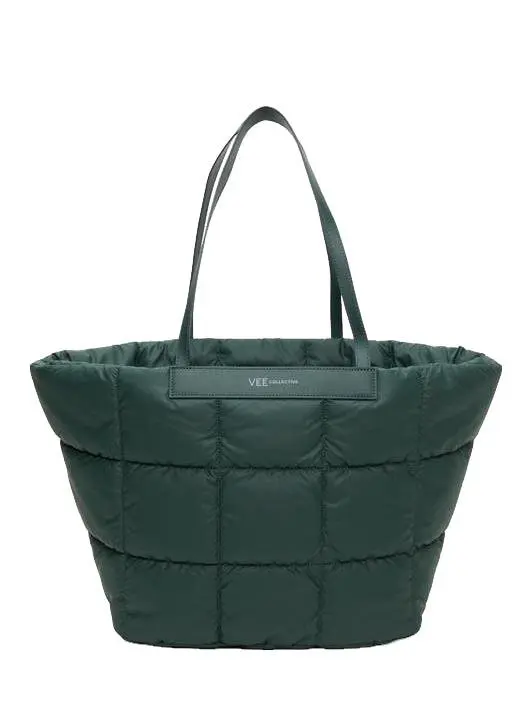 VEECOLLECTIVE Porter Basque Quilted Recycled Nylon Tote - Bottle Green