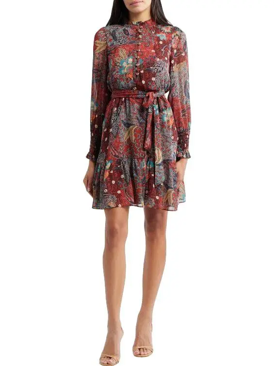 Vince Camuto Floral Long Sleeve Fit & Flare Dress - Rdm