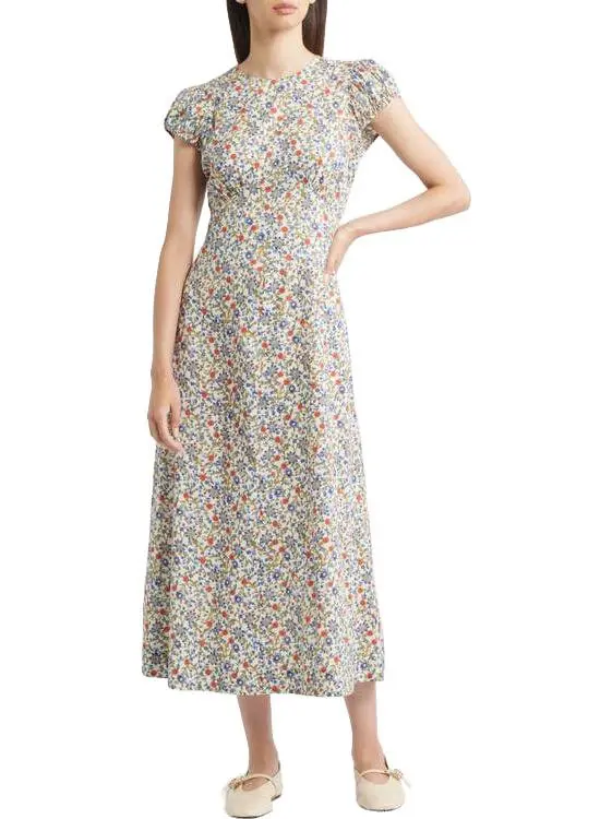 DÔEN Floral Rhodia Midi Dress - Crme Prairie De Montagne