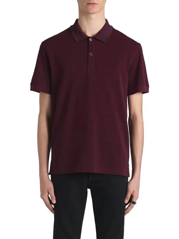 Alexander McQueen Logo Jacquard Collar Polo - Bordeaux
