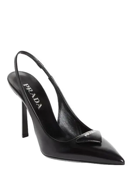 Prada Logo Slingback Pump - Nero