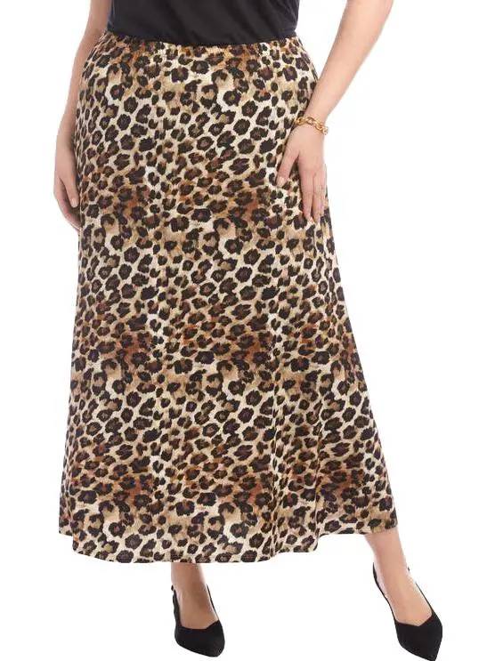 Karen Kane Printed Maxi Skirt With Side Slit - Leopard