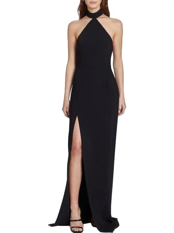 Amanda Uprichard Halter Neck Gown - Black