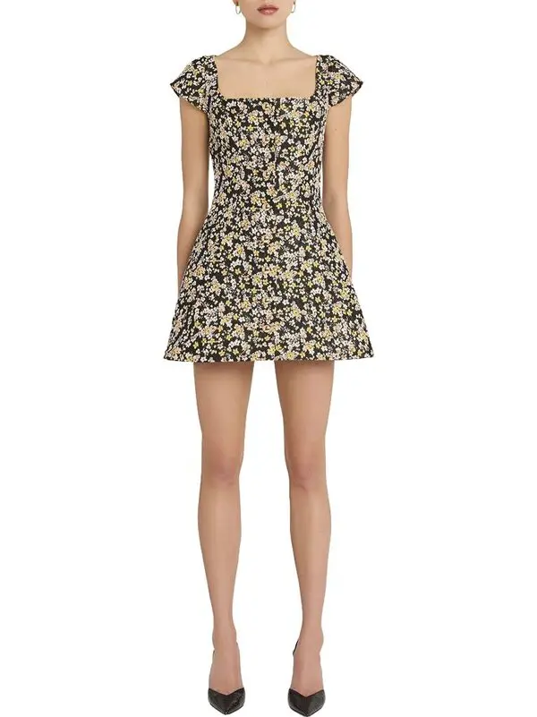 Amanda Uprichard Abella Floral Print Minidress - Black Multi
