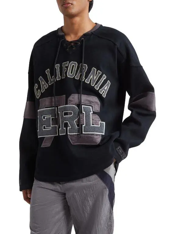 ERL Laced Hockey Jersey Sweatshirt - Black