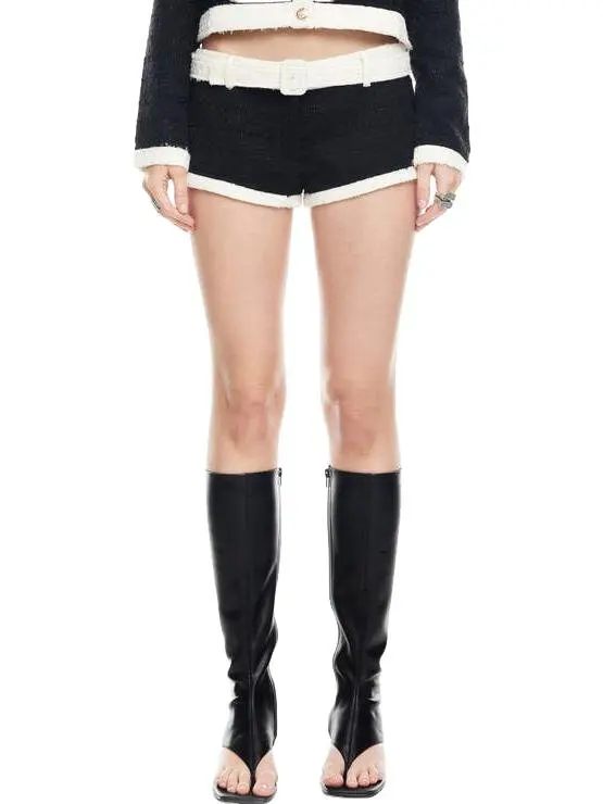 Lioness Afterglow Belted Low-rise Shorts - Onyx Tweed