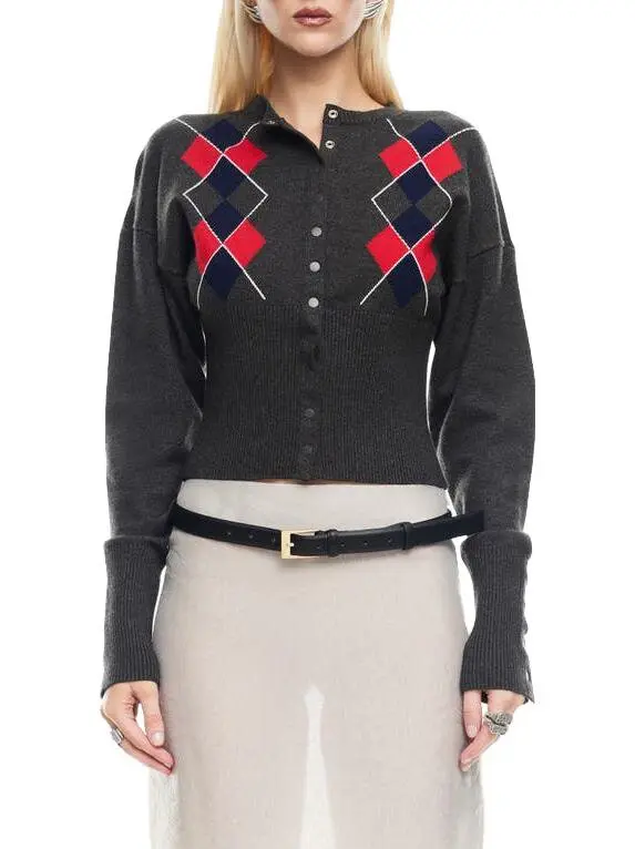 Lioness Argyle Cardigan - Grey Argyle