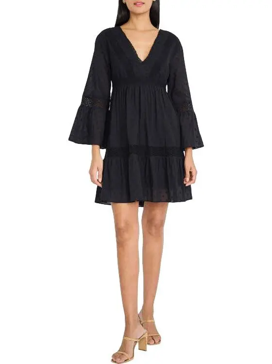 THE GOOD JOURNEY Lace Tiered Long Sleeve Dress - Black