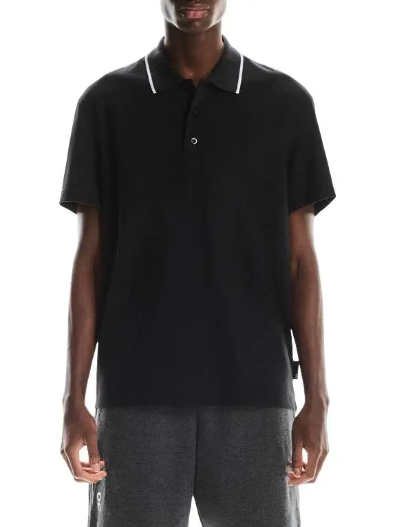 On Courtside Tipped Piqué Polo - Black