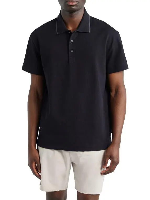 On Courtside Tipped Piqué Polo - Black/eclipse