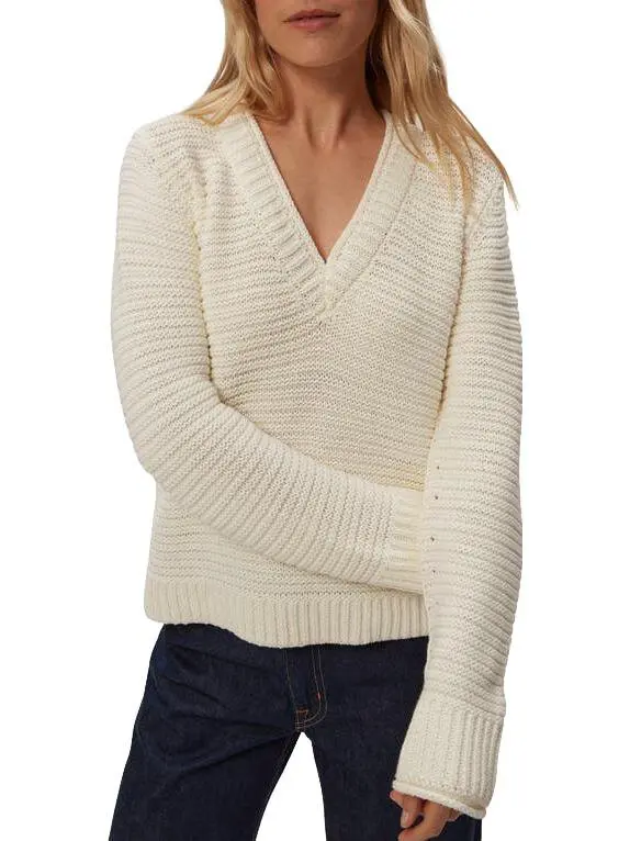 Michael Stars Linda Tape Yarn V-neck Sweater - Ivory