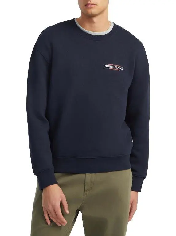 Guess Organic Cotton Blend Graphic Sweatshirt - Navy