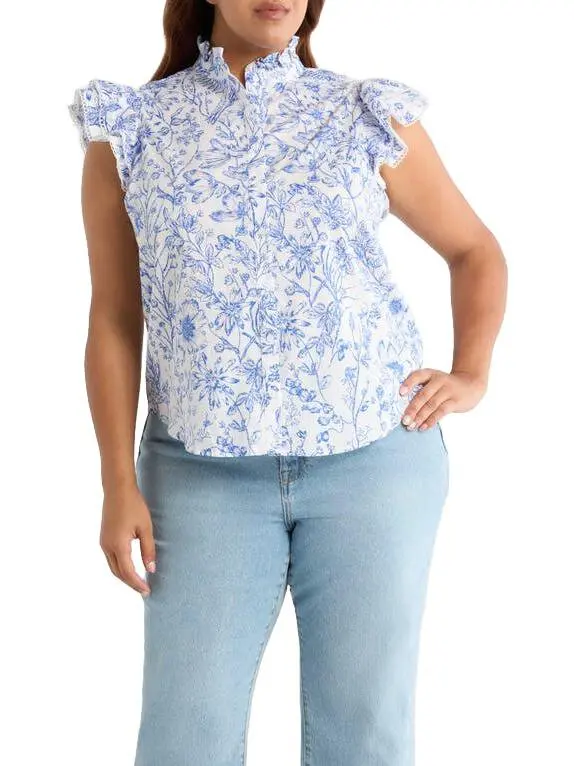 SUGARLIPS Eve Dacey Ruffle Top - Blue/white