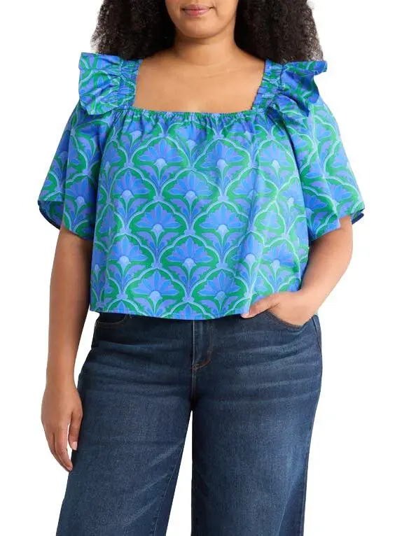 SUGARLIPS Sera Floral Top - Green/blue/multi