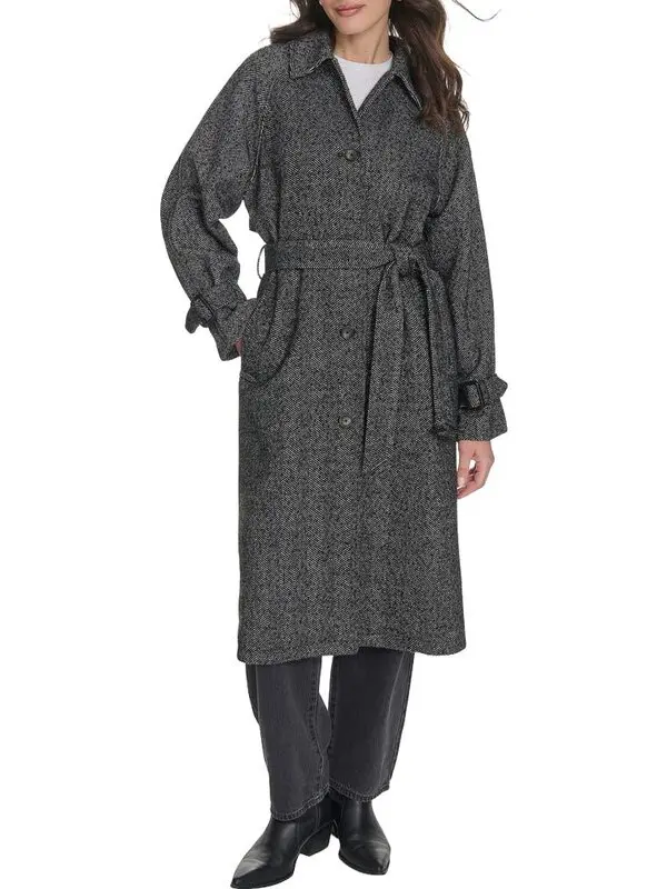 LEVI'S Belted Longline Coat - Houndstooth