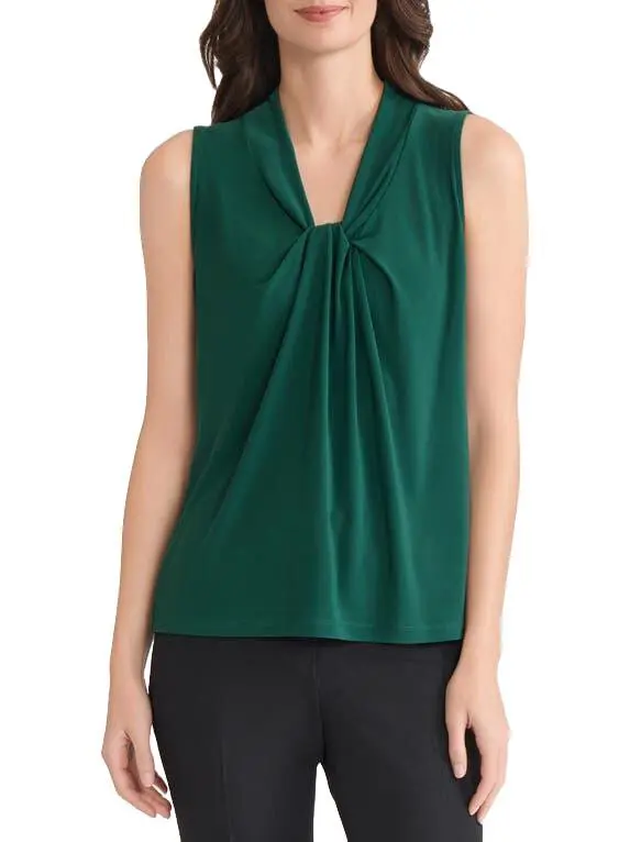 KASPER Knot Front Sleeveless Top - Evergreen