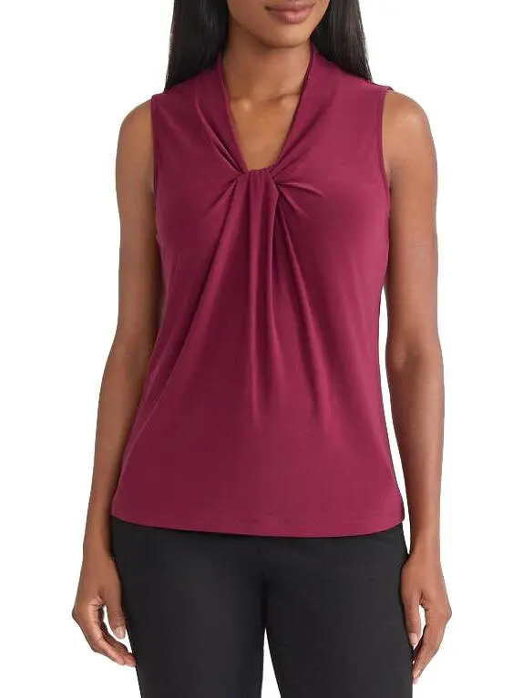 KASPER Knot Front Sleeveless Top - Shiraz
