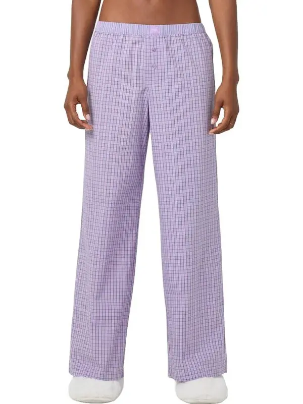 FLORENCE BY MILLS Micro Plaid Wide Leg Pants - Mild Lavender Plaid