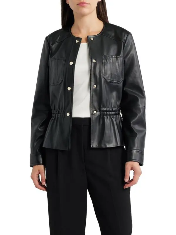 Elie Tahari Aliza Faux Leather Jacket - Noir