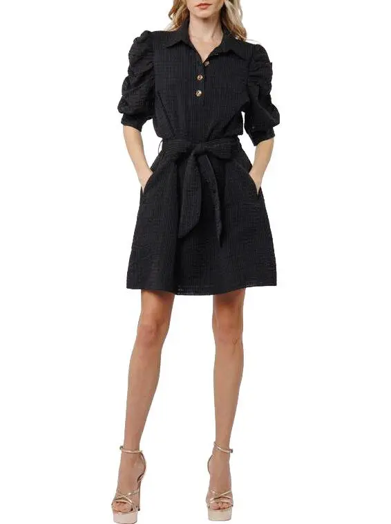CIEBON Scarlette Puff Sleeve Mini Dress - Black