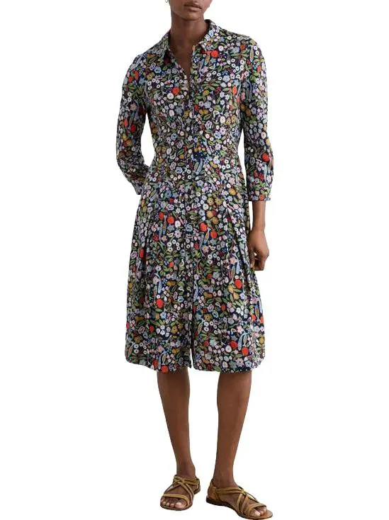SEASALT CORNWALL Cudden Print Organic Cotton Blend Midi Dress - Still Life Maritime