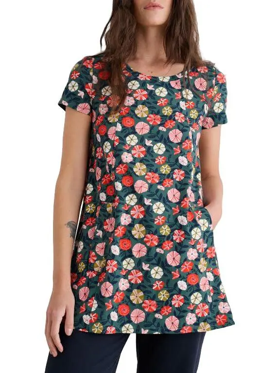 SEASALT CORNWALL Floral Cotton Jersey Tunic - Winding Petunias Grove