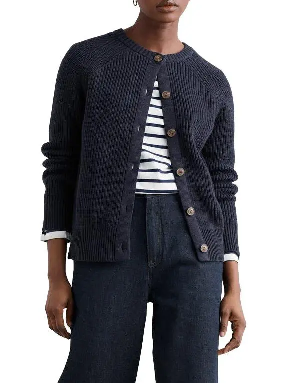 SEASALT CORNWALL Organic Cotton Cardigan - Knit Melange Maritime