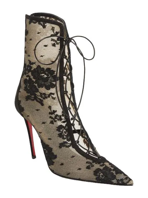 CHRISTIAN LOUBOUTIN Lace Bootie - Black