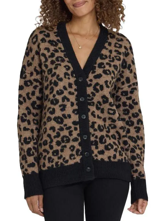 NYDJ Cheetah V-neck Cardigan - Black Combo
