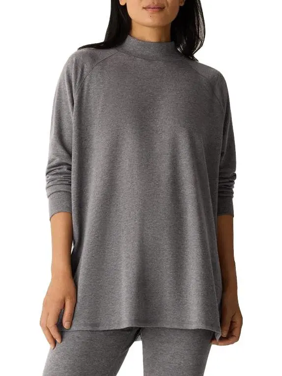 Eileen Fisher Mock Neck Long Sleeve Terry Shirt - Ash