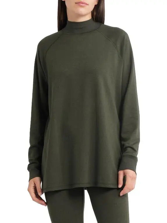 Eileen Fisher Mock Neck Long Sleeve Terry Shirt - Woodland