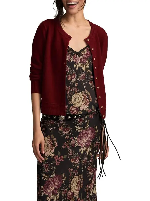 Lucky Brand Ribbed Cloud Soft Cardigan - Syrah