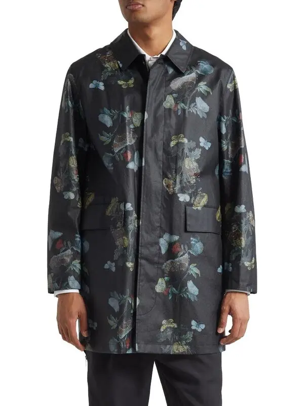 UNDERCOVERISM Floral Water-resistant Oiled Cotton Coat - Black Base