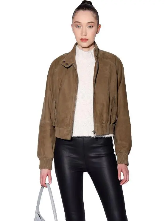 Walter Baker Bowie Suede Bomber Jacket - Cypress Suede