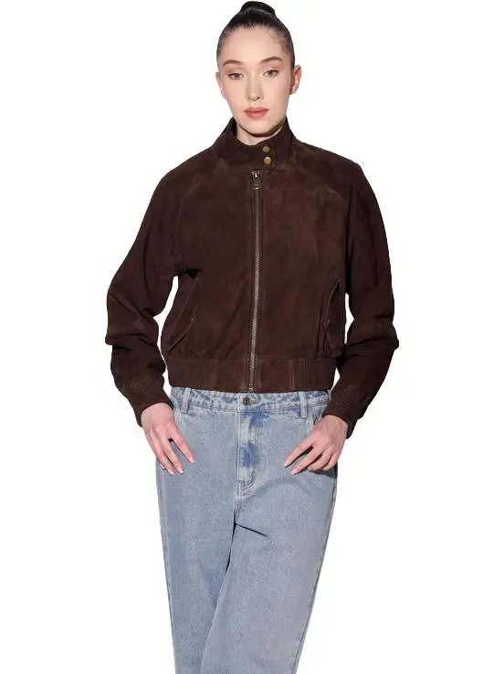 Walter Baker Bowie Suede Bomber Jacket - Mocha Suede