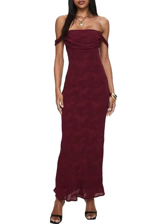 Princess Polly Azura Off The Shoulder Gown - Burgundy