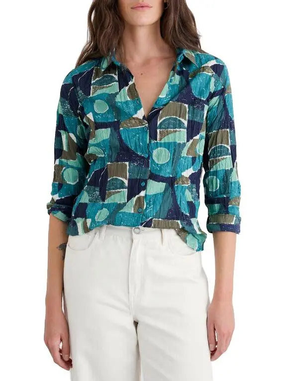 SEASALT CORNWALL Floral Print Button-up Shirt - Penwith Abstract Emulsion