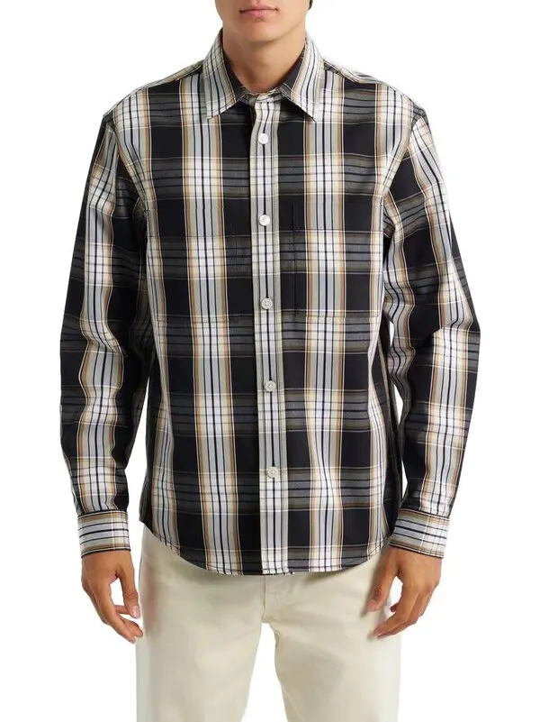 BOSS Owen Plaid Button-up Shirt - Medium Beige