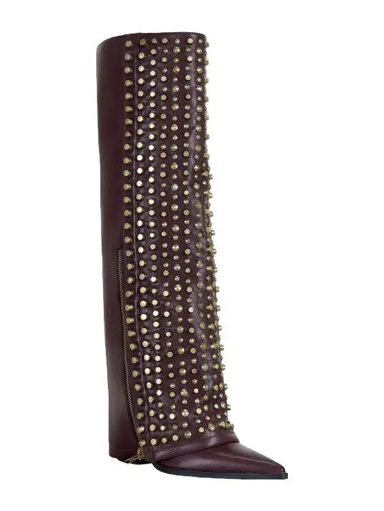 AZALEA WANG Agustue Knee High Boots - Burgundy