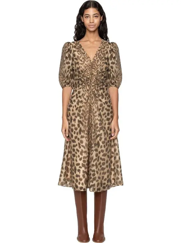 Sea Claude Leopard Print Midi Dress - White