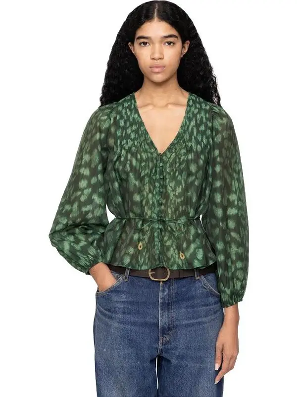 Sea Claude Leopard Print Top - Green